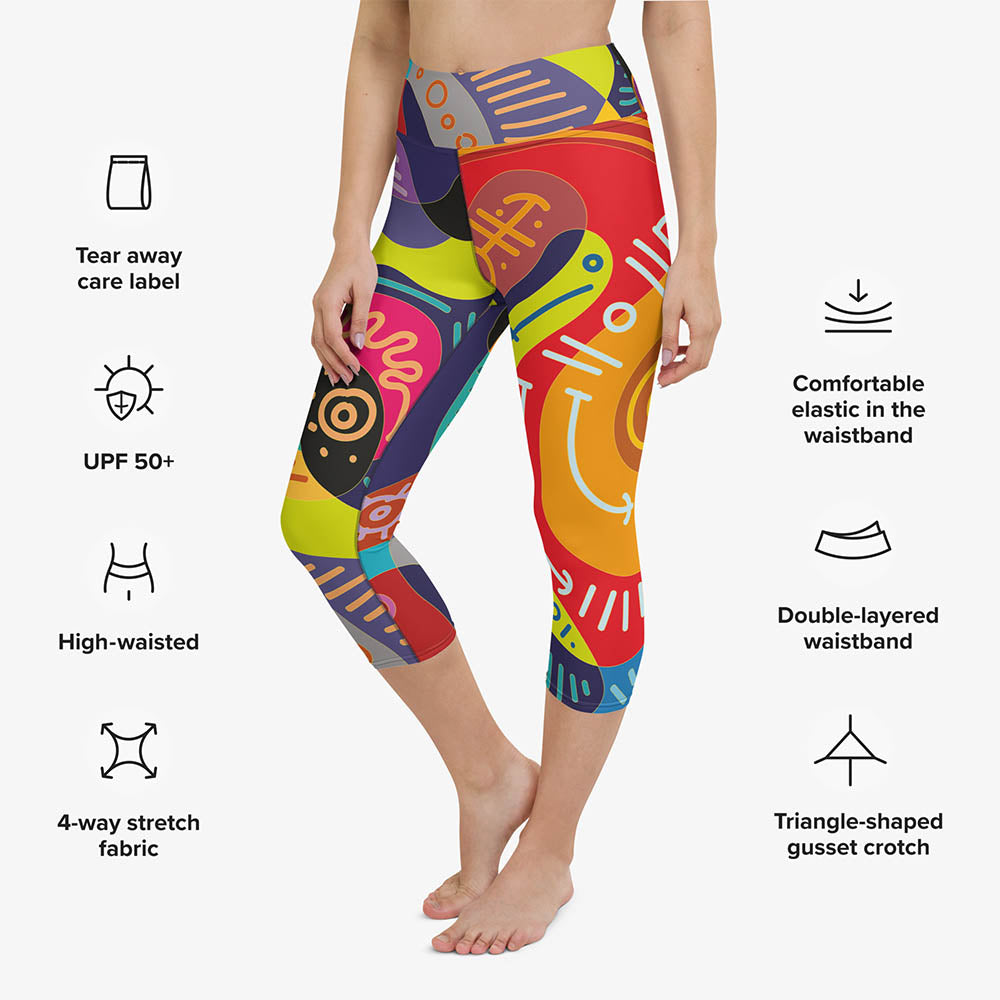 Printed Capris "Funky Batik" Green/blue/Magenta – Loony Legs