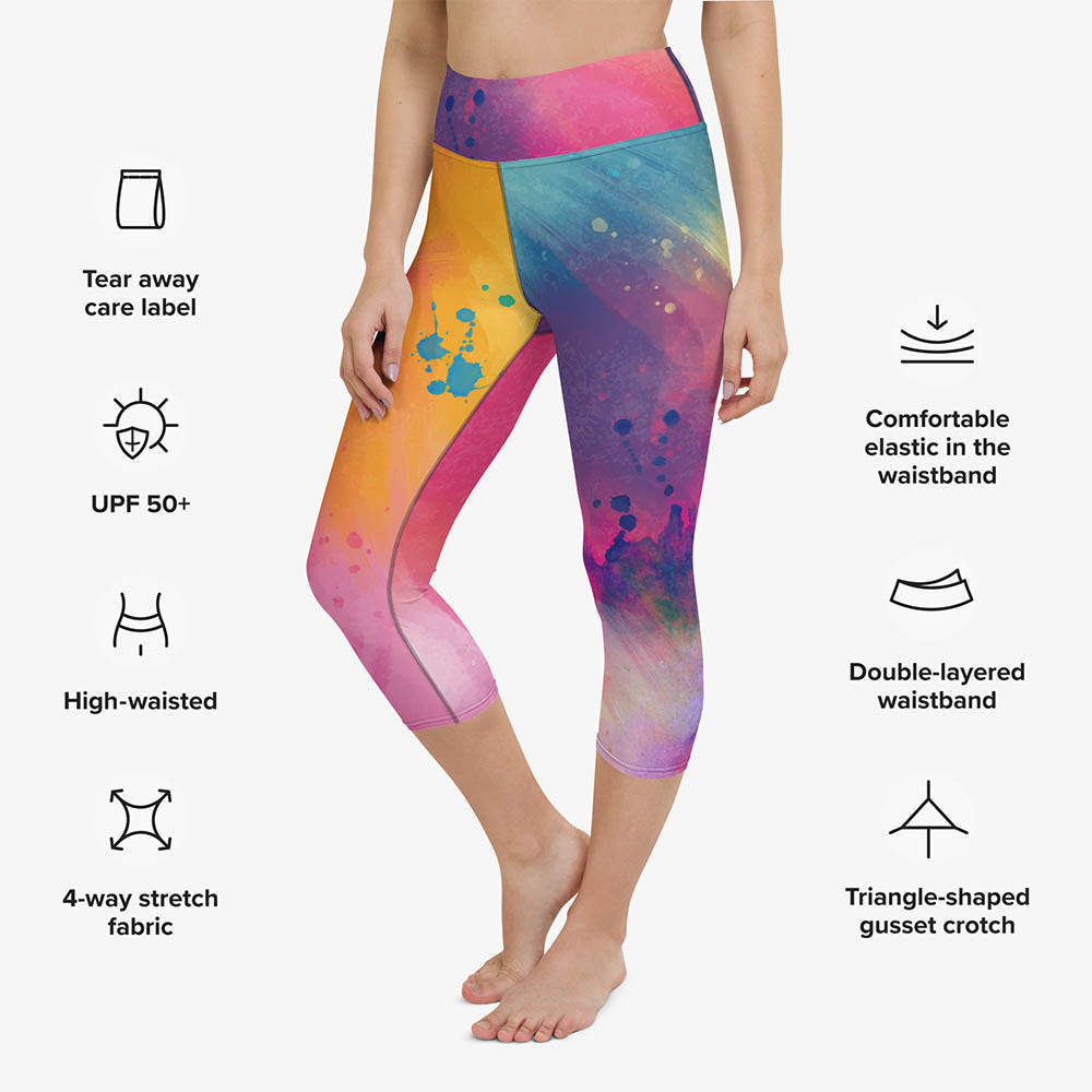 Printed Capris "Cosmic Splash" Orange/Purple/Pink – Loony Legs