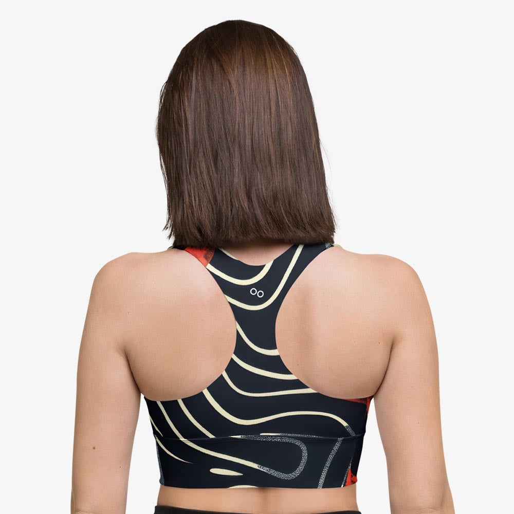 Recycled High Impact Bra "Dots & Waves" Midnight Blue/Mustard/Red ...