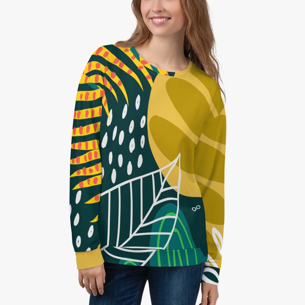 Recycled Fleece Sweatshirt "tropics" Olive/Green – Loony Legs